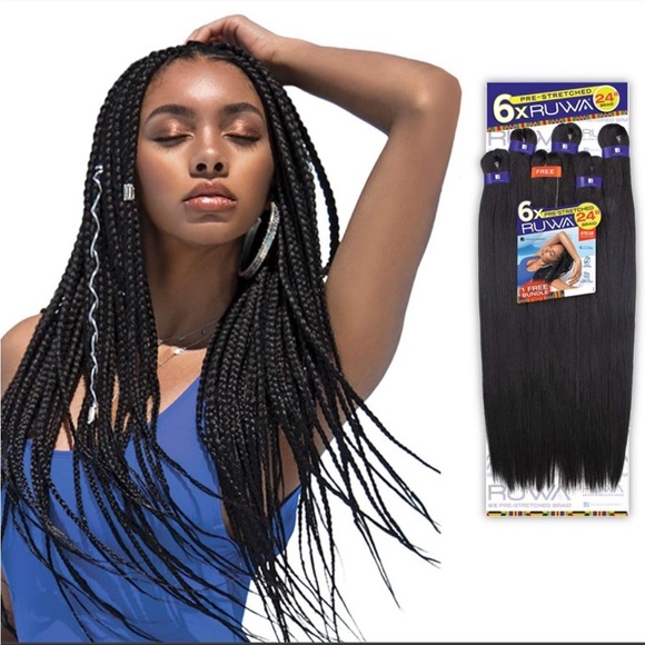 Ruwa | Hair | Ruwa Black Prestretched Braided 24 Bundle Of 6 Synthetic ...